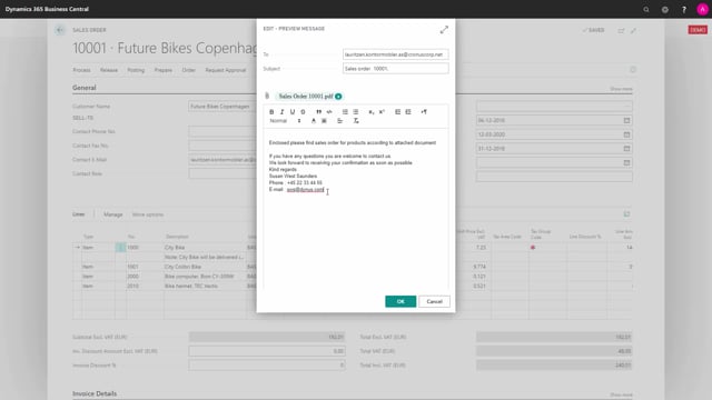 Configure Email signature - Dynamics 365 Business Central