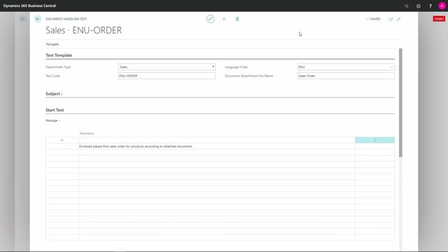 Email Templates - Dynamics 365 Business Central